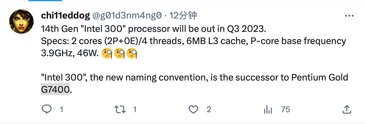 消息称英特尔将推 Intel 300 双核桌面处理器,取代奔腾 G7400 Nestia