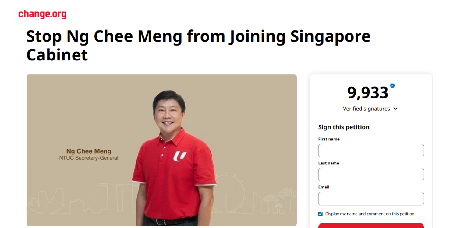 Petition calling for ng chee meng not to be included in cabinet gets ...